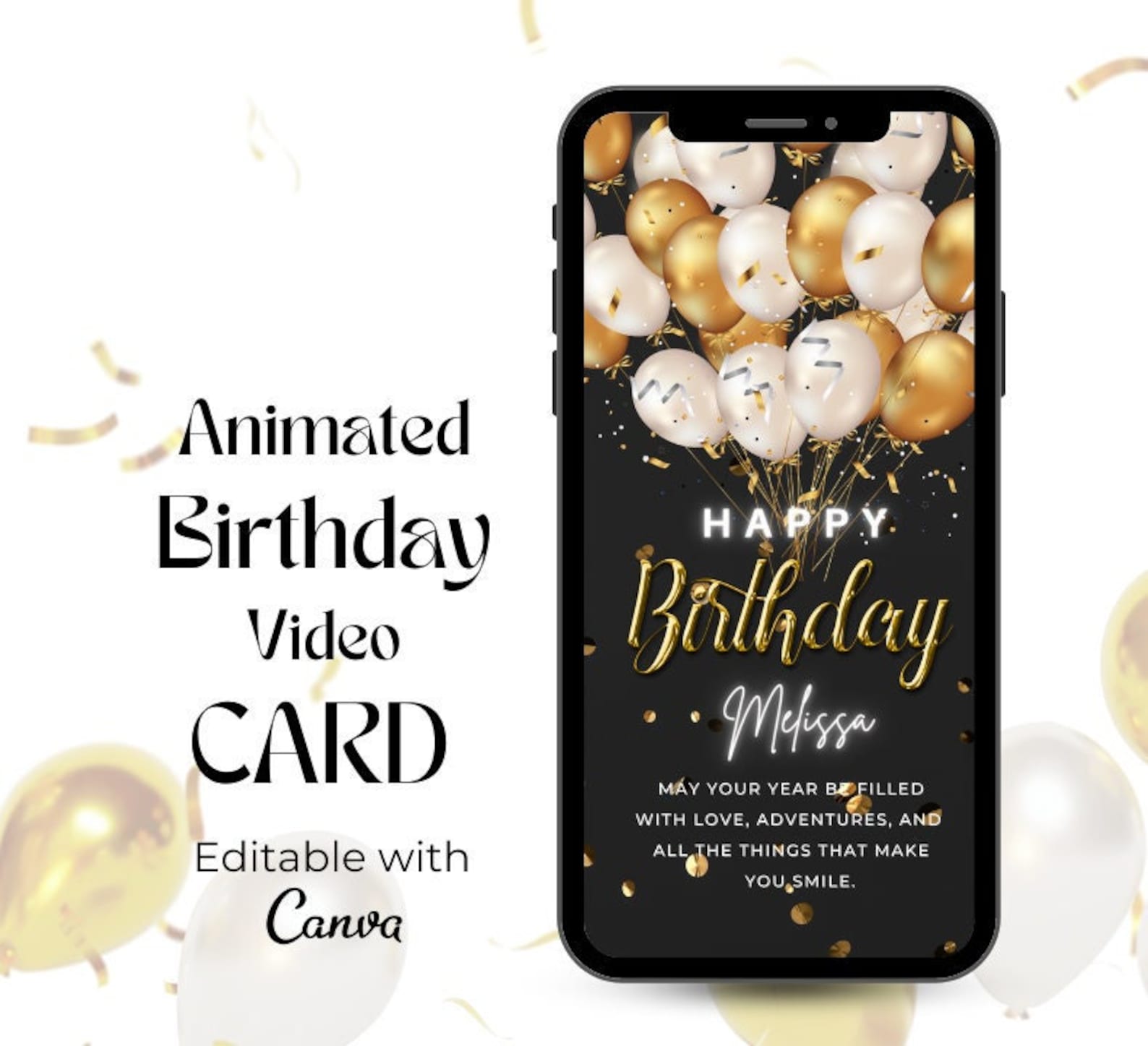 Editable Electronic Birthday Card: Animated Mobile Ecard (MP4, GIF ...
