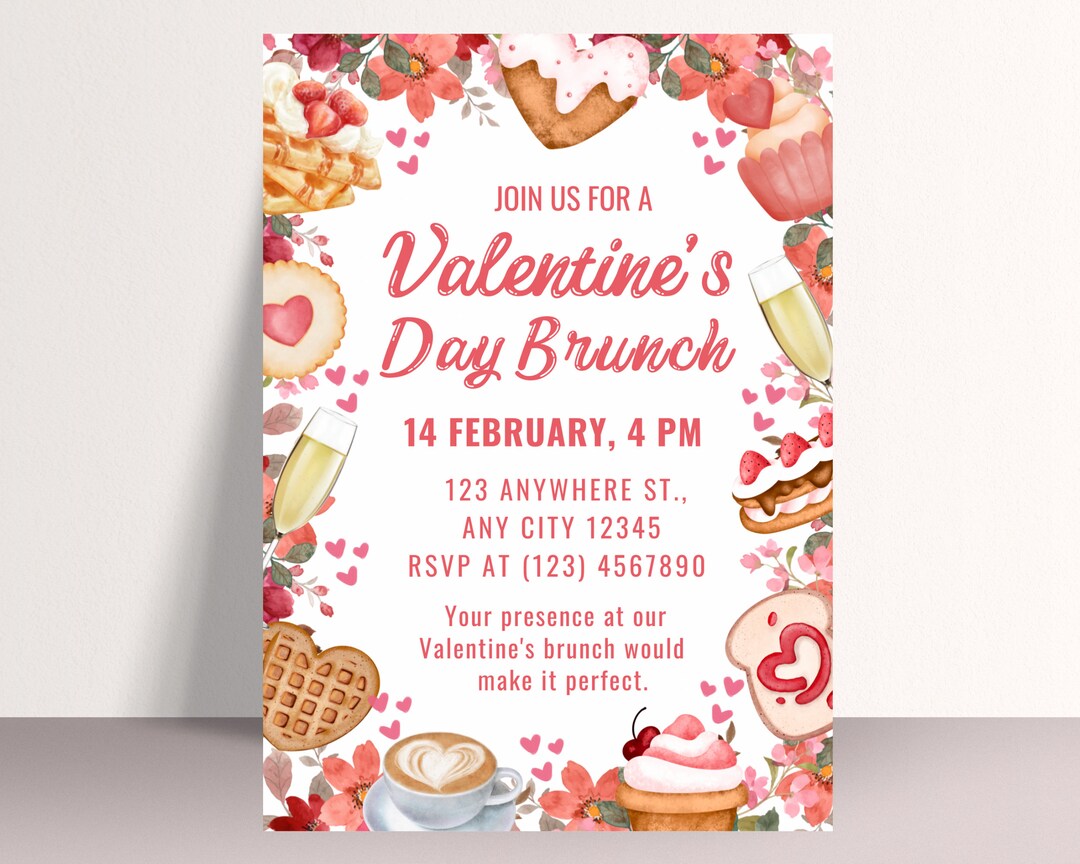 Valentine's Day Brunch Invitation: Editable Template (digital Download ...