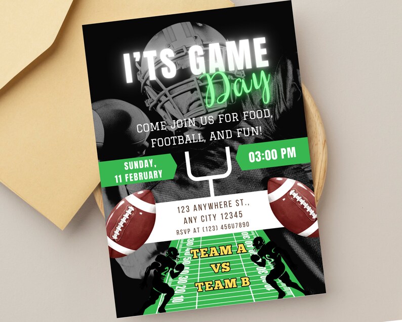 Football Game Party Video Invitation: Editable Digital Invite (MP4 ...
