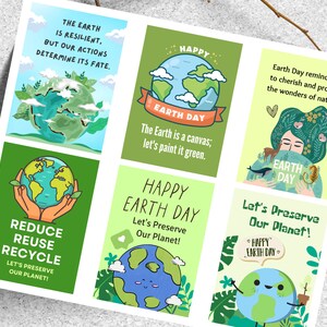 18 Happy Earth Day Printable Cards, Earth Day Cards Set, Cards for ...