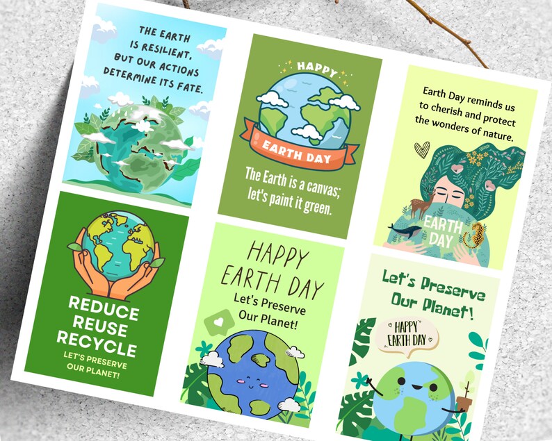 18 Happy Earth Day Printable Cards Earth Day Cards Set Cards For