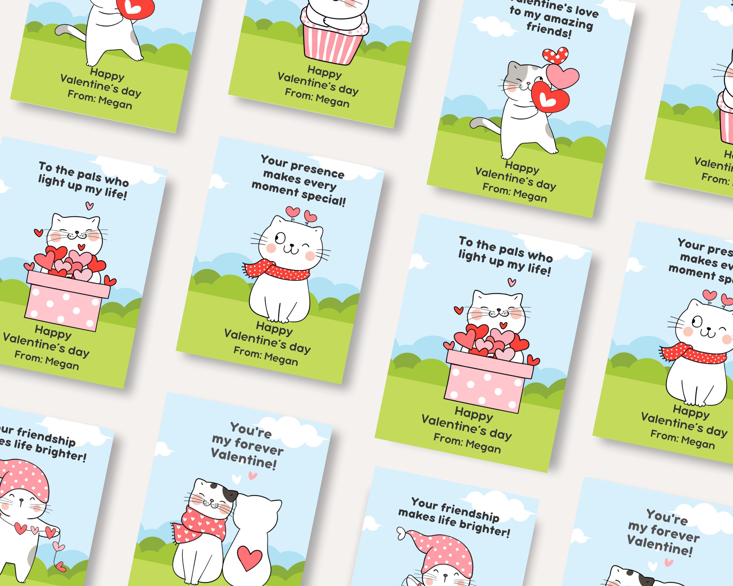 Printable Cat Valentine's Day Cards: Editable DIY Design (digital ...