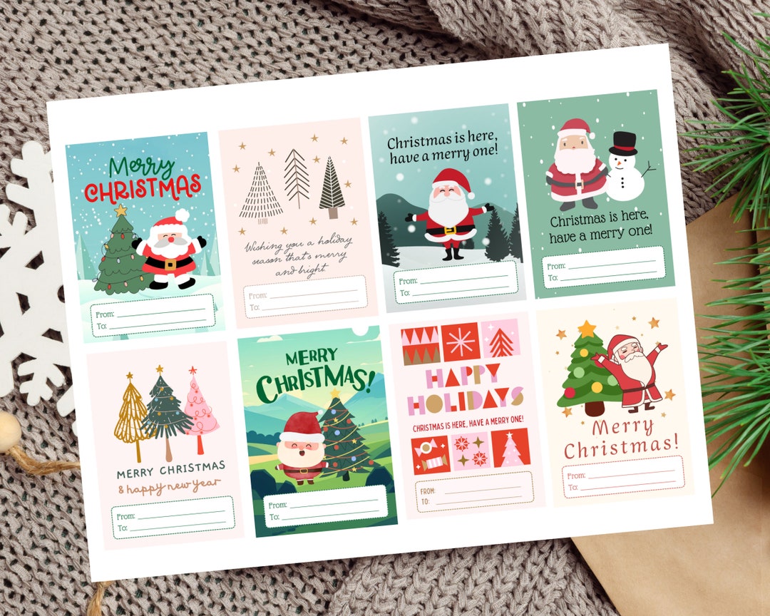 Printable Christmas Gift Tags, Christmas Greeting Cards, Digital ...
