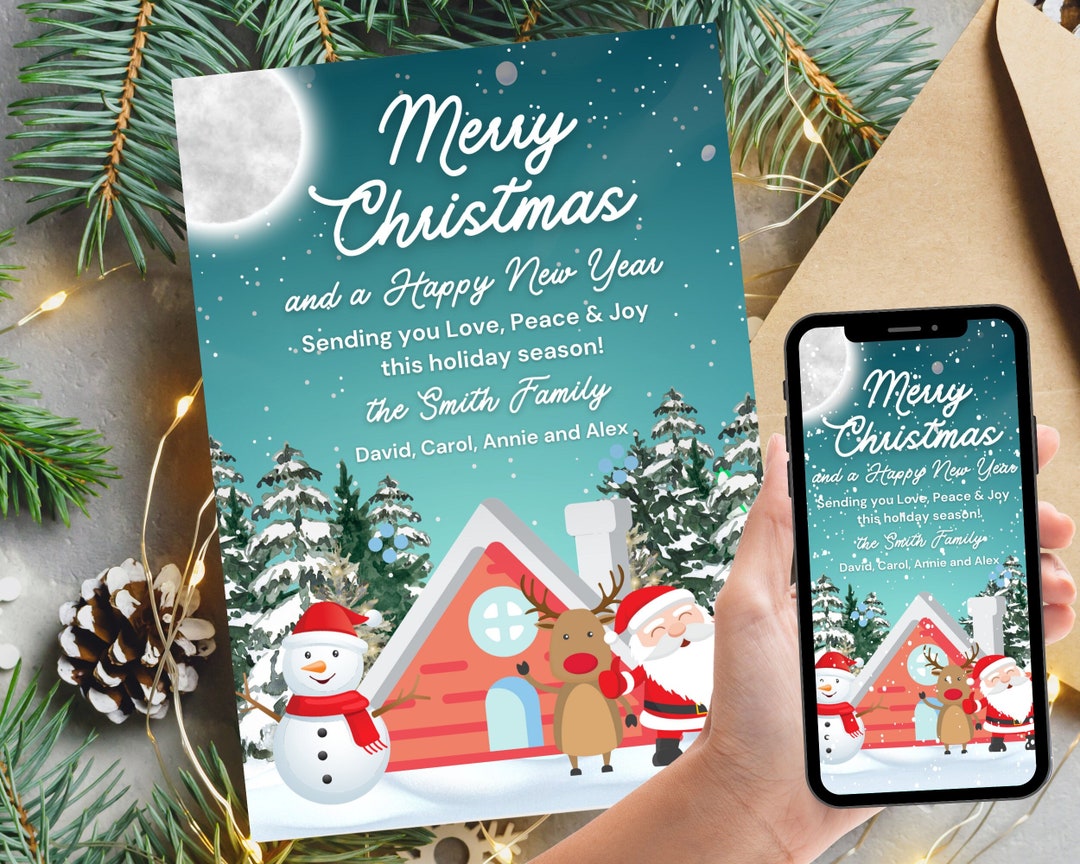 Animated Christmas Video Card: Editable Snowman Design (MP4 & PNG) - Etsy