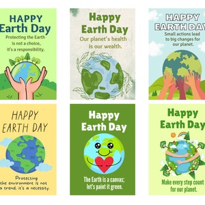 18 Happy Earth Day Printable Cards, Earth Day Cards Set, Cards for ...