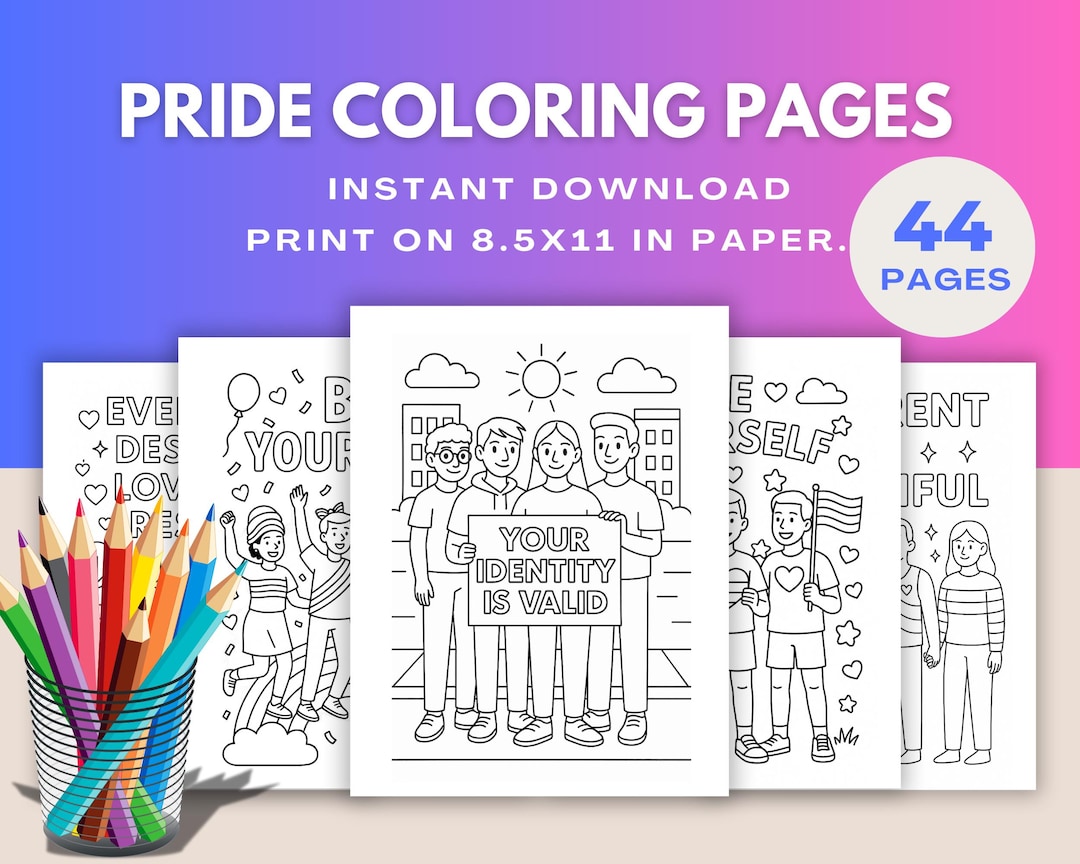 44 Pride Coloring Pages: LGBTQ+ Pride Month Art (PDF Download) - Etsy