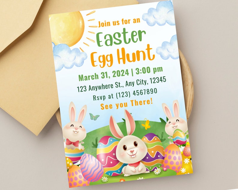 Easter Egg Hunt Invitation, Editable Easter Bunny Invitation, Printable ...