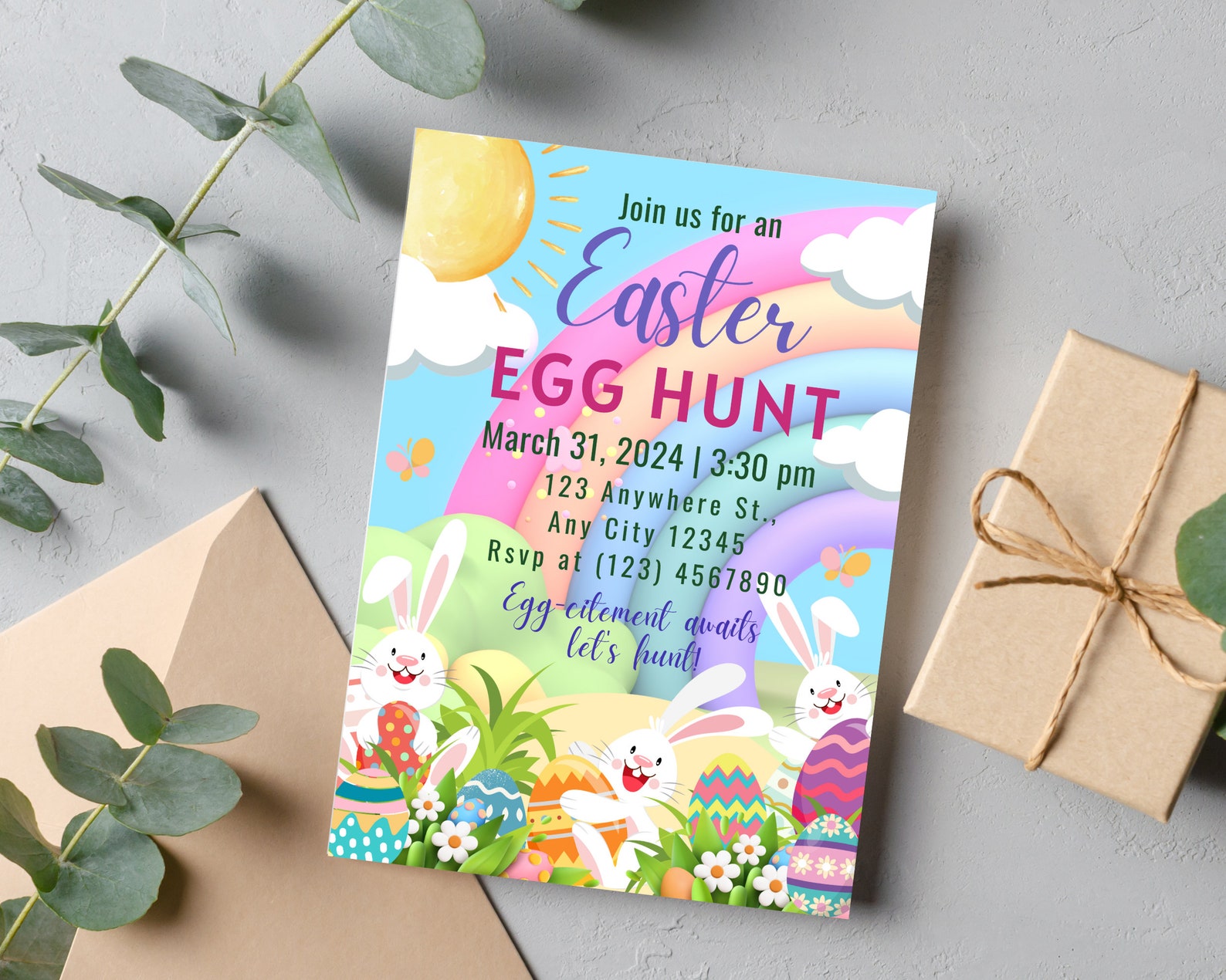 Easter Egg Hunt Invitation, Editable Easter Bunny Invitation, Printable ...