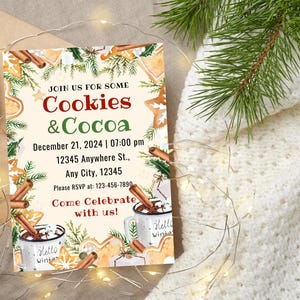 Cookies and Cocoa Christmas Invitation: Editable Gingerbread Design ...