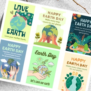 18 Happy Earth Day Printable Cards, Earth Day Cards Set, Cards for ...