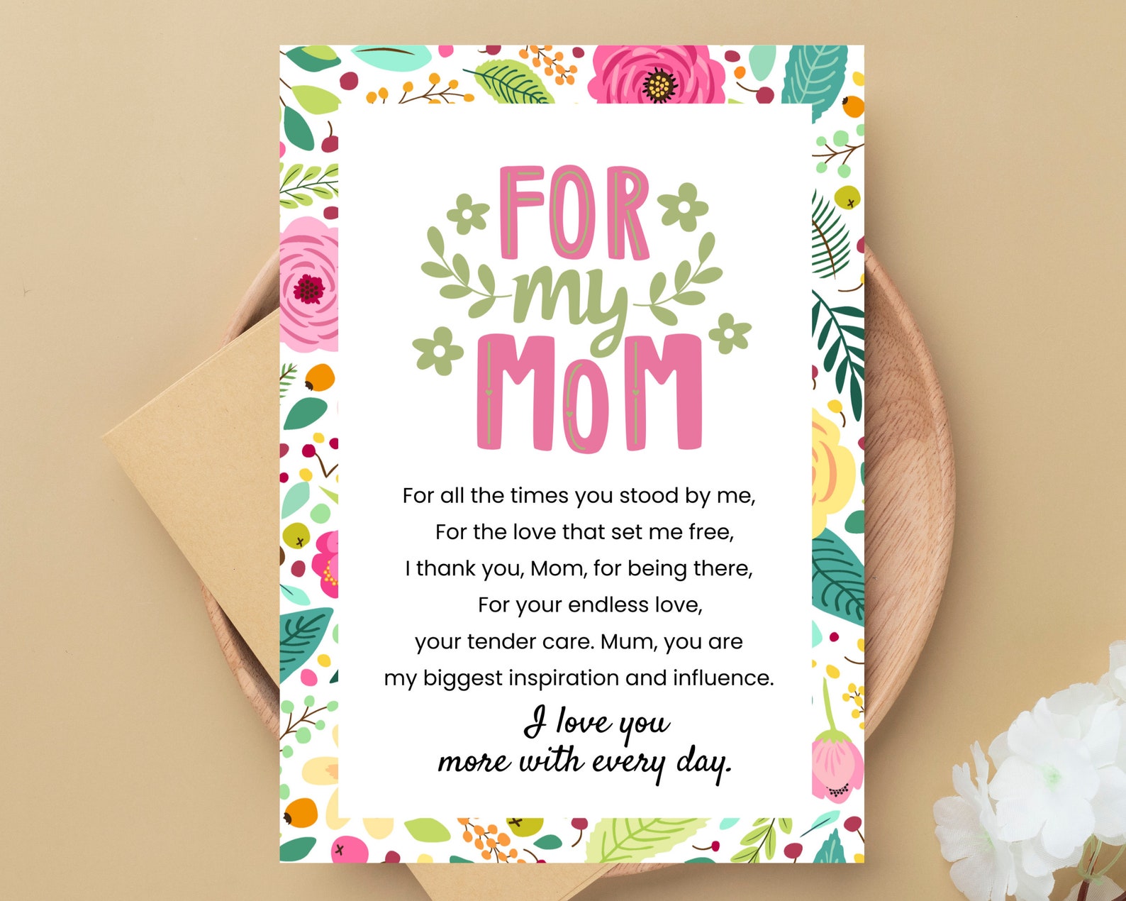 Editable Mom Poem, Printable Gift for Mom, Mother's Day Gift, Greeting ...