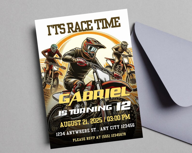 Dirt Bike Birthday Party Invitation: Motocross Theme (digital Invite ...