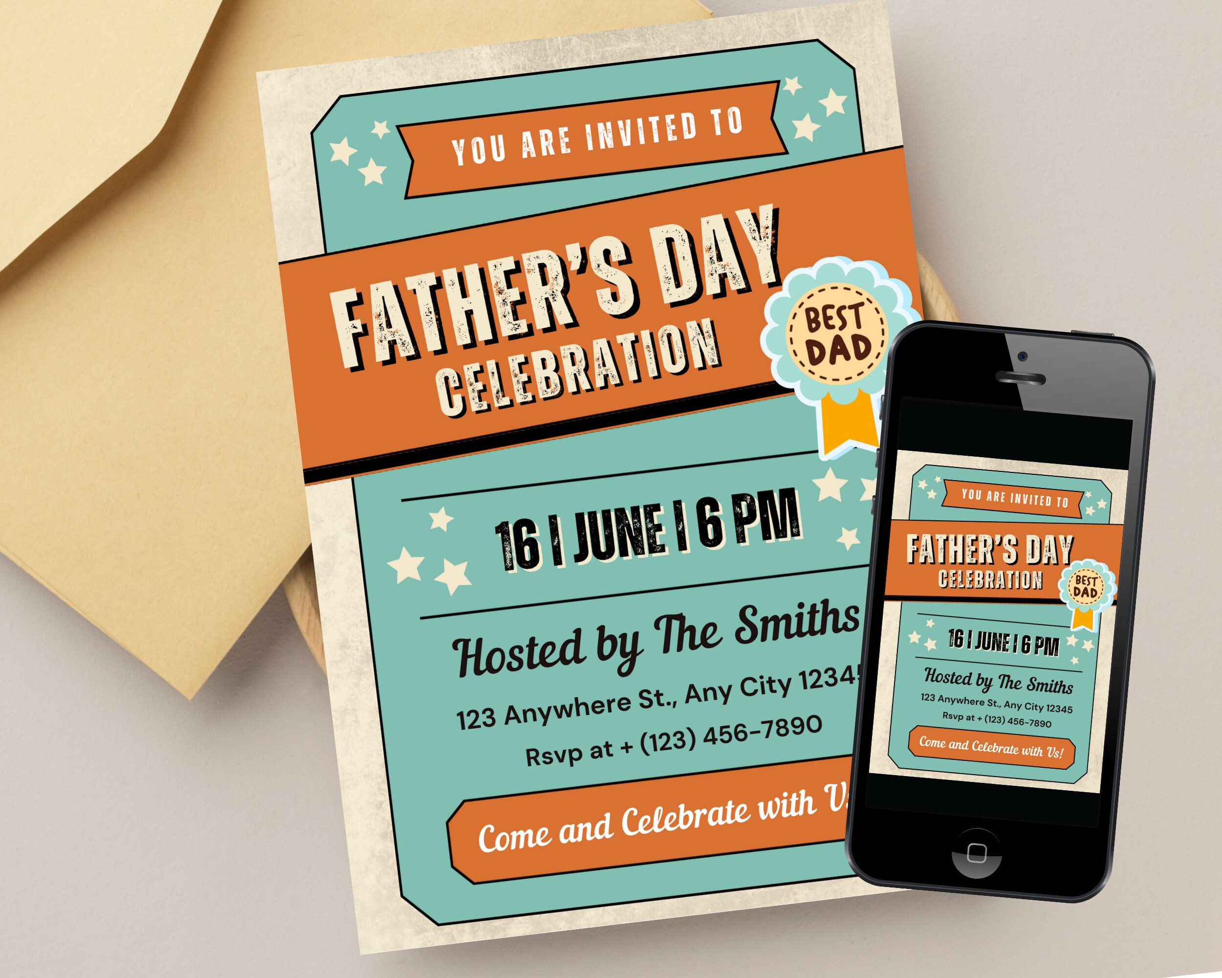Father's Day Celebration Invitation: Editable Template (digital ...