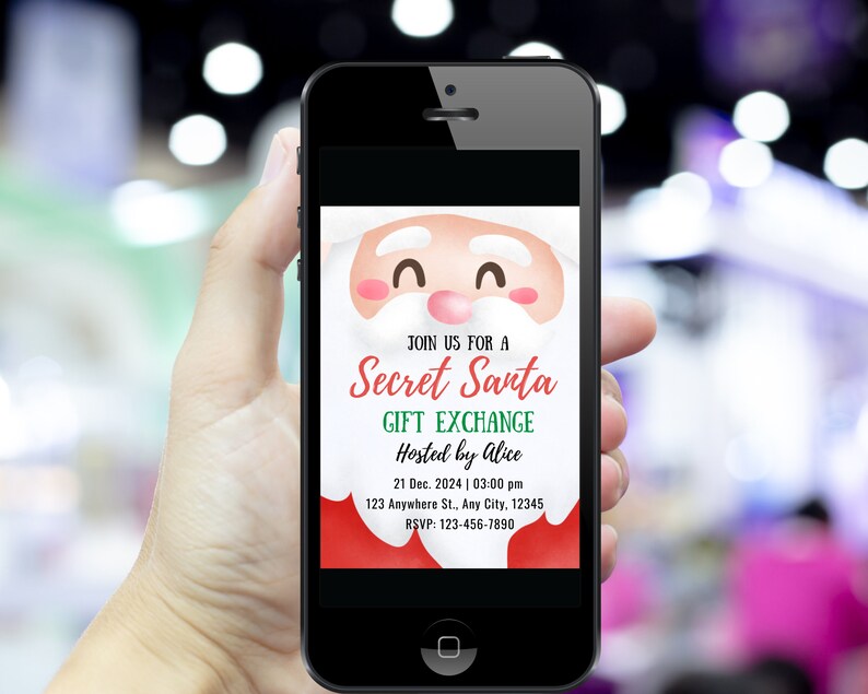 Secret Santa Christmas Party Invitation, Printable Gift Exchange ...