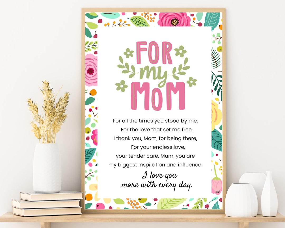 Editable Mom Poem, Printable Gift for Mom, Mother's Day Gift, Greeting ...
