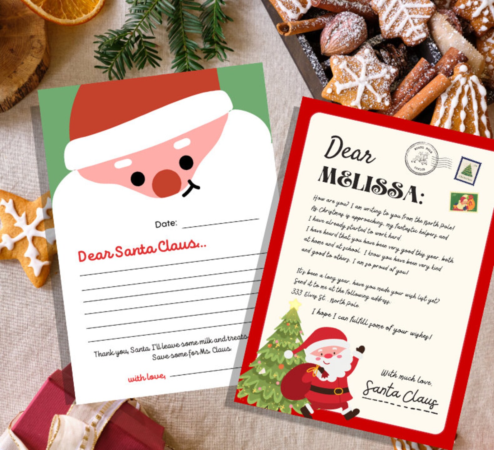 Editable Letter to Santa Template: Printable Christmas Wish List (5x7 ...