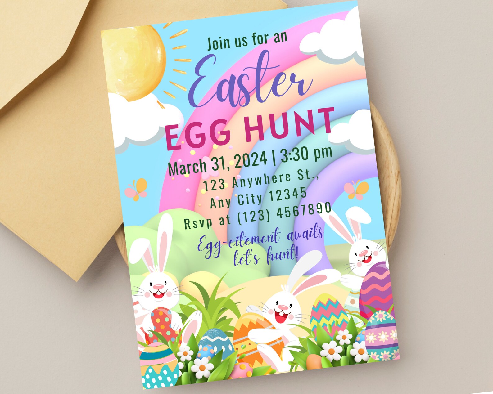 Easter Egg Hunt Invitation, Editable Easter Bunny Invitation, Printable ...