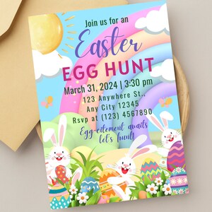 Easter Egg Hunt Invitation, Editable Easter Bunny Invitation, Printable ...