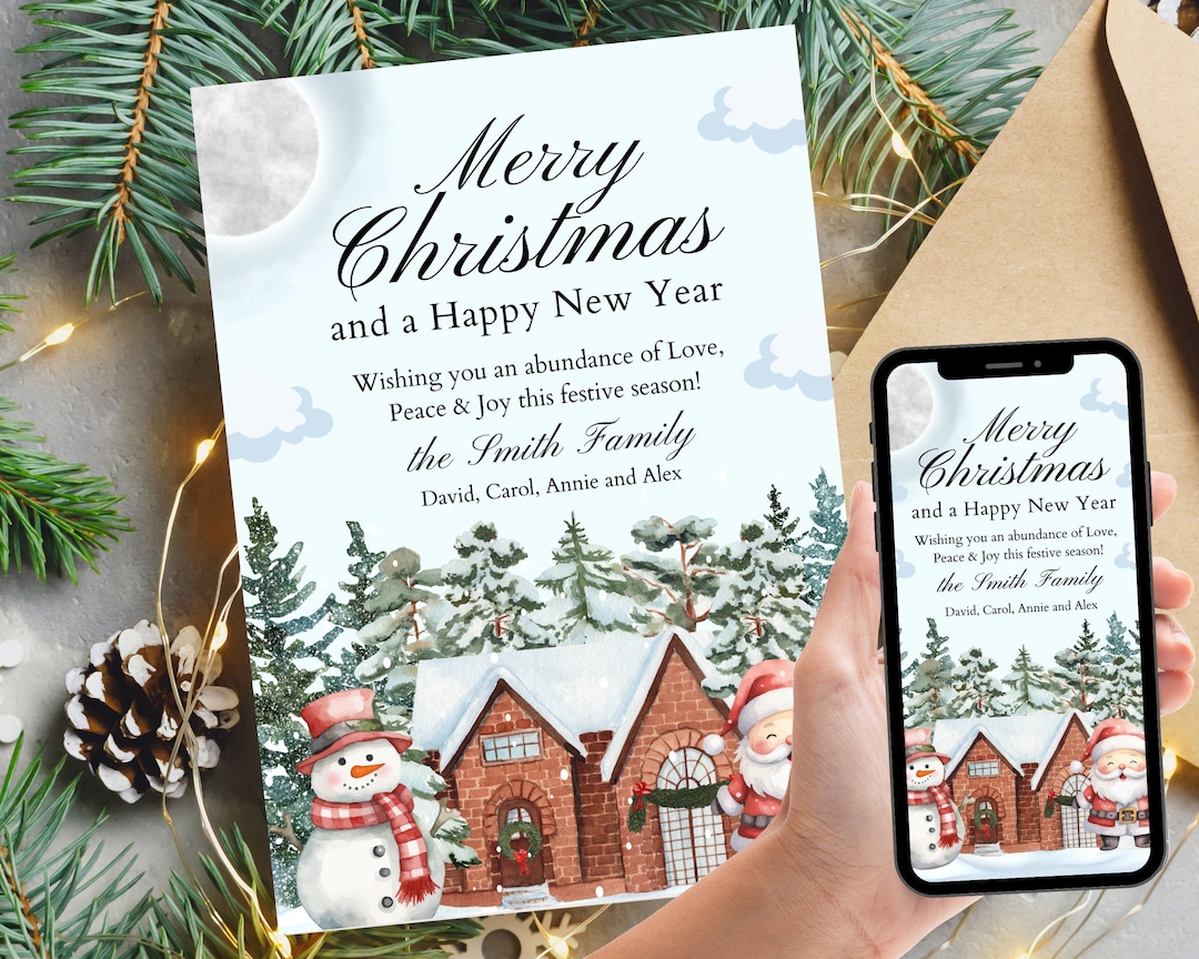 Merry Christmas & Happy New Year Video Card, Animated Christmas Video ...