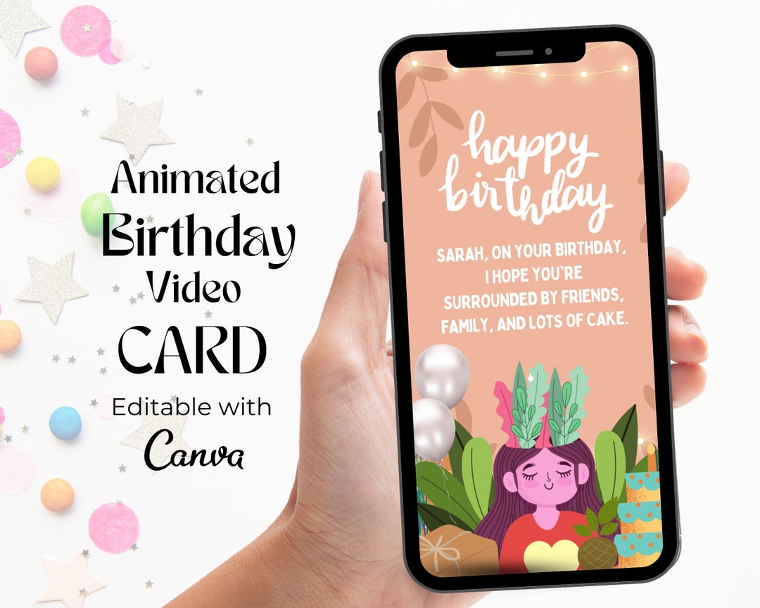 Animated Happy Birthday Video Card, Digital Birthday Card, Paperless ...