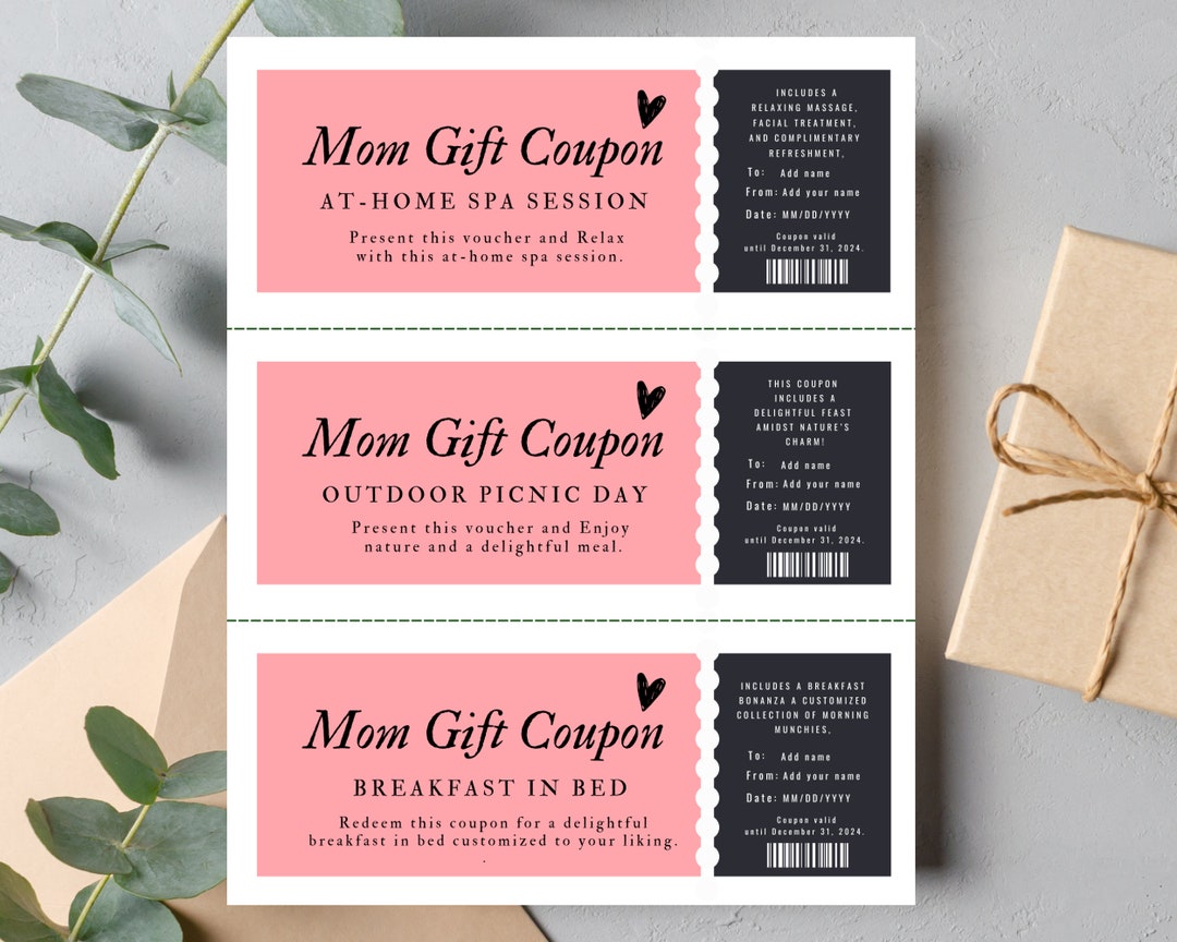Mothers Day Gift Coupon, Editable Happy Mothers Day Gift Coupon ...