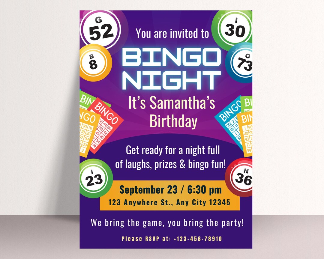 Editable Bingo Night Invitation: Family Game Party (digital Download ...