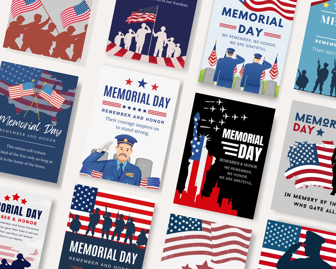 18 Memorial Day Printable Cards, Honoring Our Heroes Card Set, 18 ...