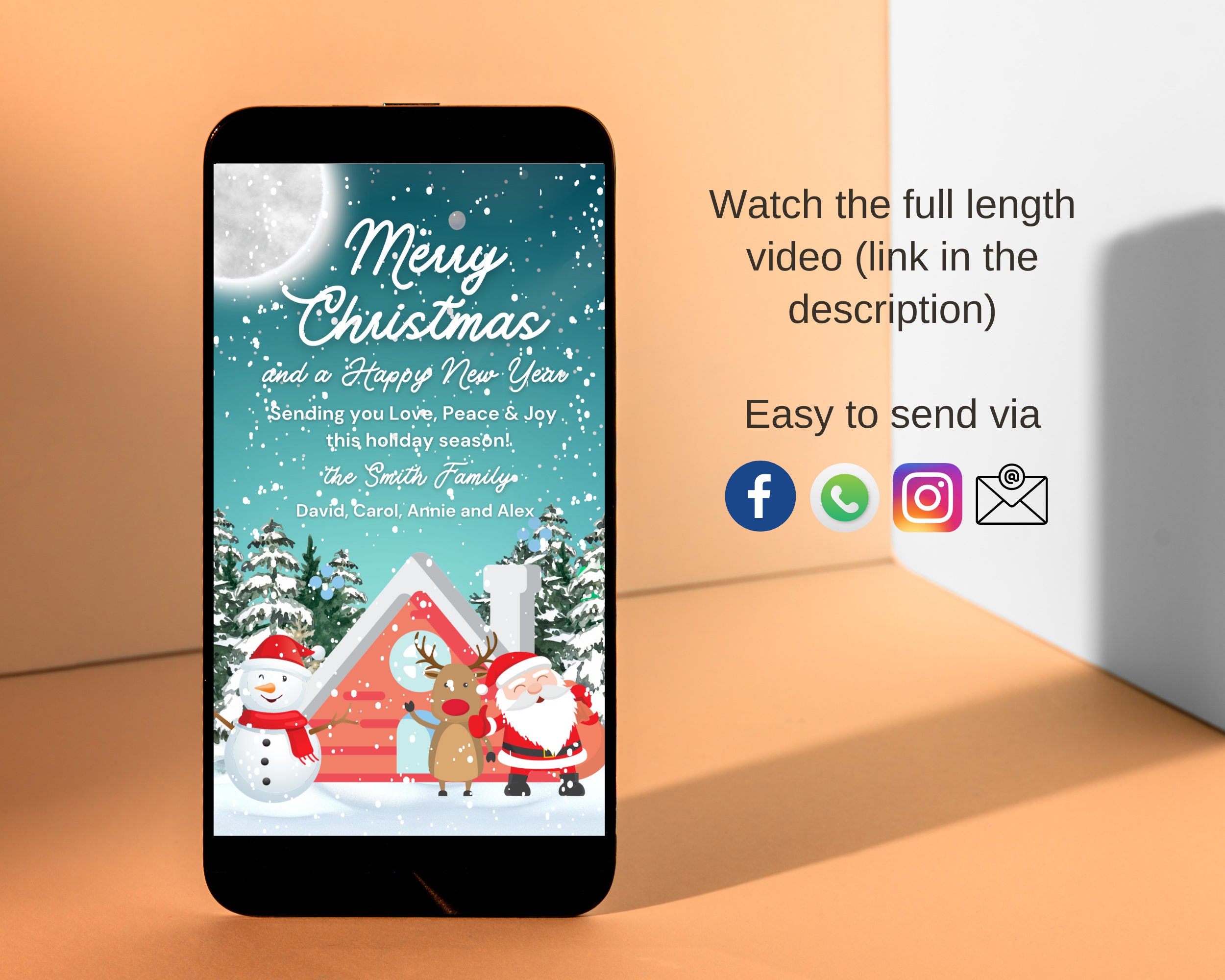 Animated Christmas Video Card: Editable Snowman Design (MP4 & PNG) - Etsy