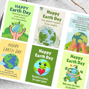 18 Happy Earth Day Printable Cards, Earth Day Cards Set, Cards for ...
