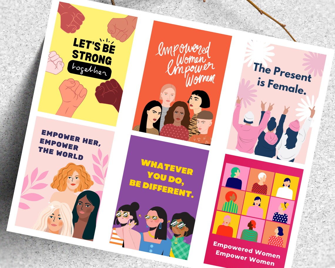 12 Women Empower Printable Cards, Women's Empowerment Cards, Female ...