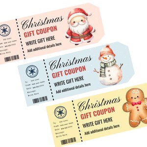 Christmas Gift Coupons, Editable Christmas Voucher, Custom Christmas ...