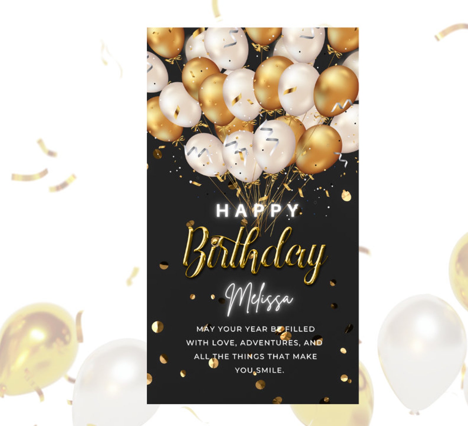 Electronic Birthday Card, Digital Birthday Card, Paperless Card, Happy ...