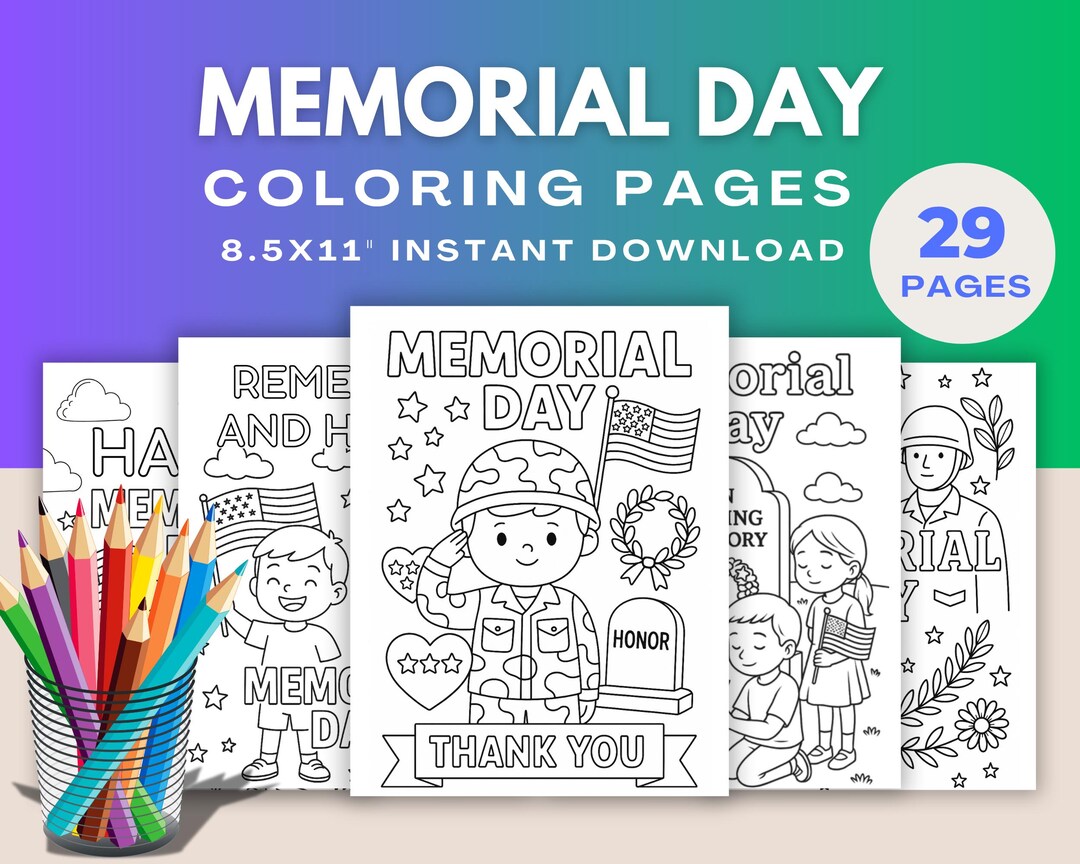 Memorial Day Coloring Pages for Kids: 29 Printable Crafts (PDF) - Etsy