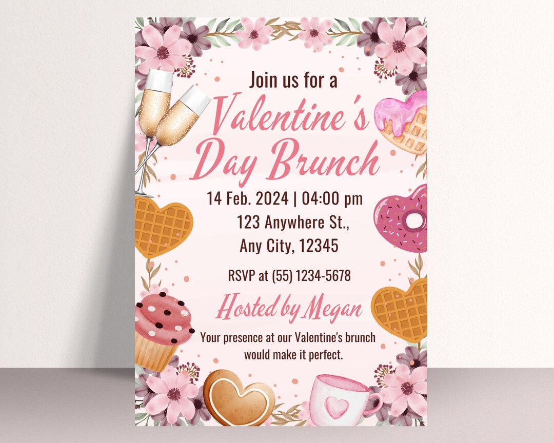 Valentine's Day Brunch Invitation: Editable Template (digital Download ...