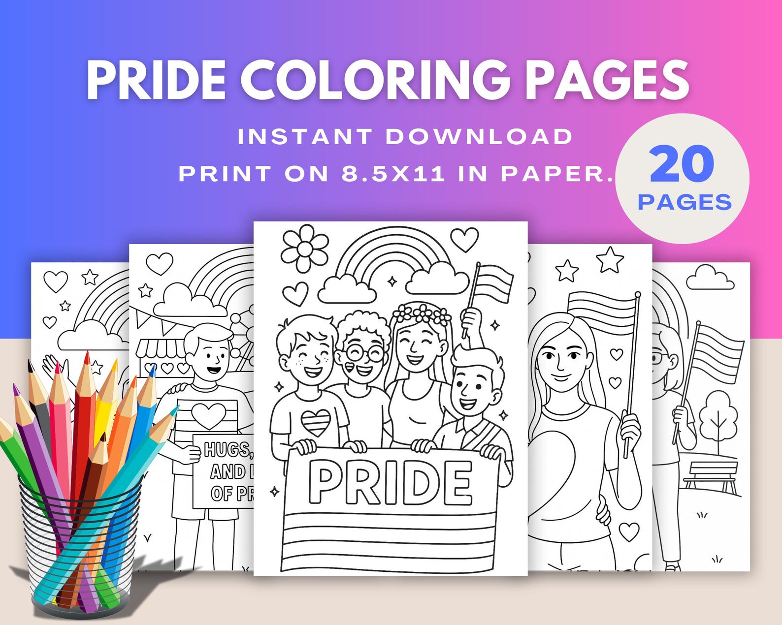 20 Pride Coloring Pages, Printable Coloring Pages, Pride Coloring Book ...