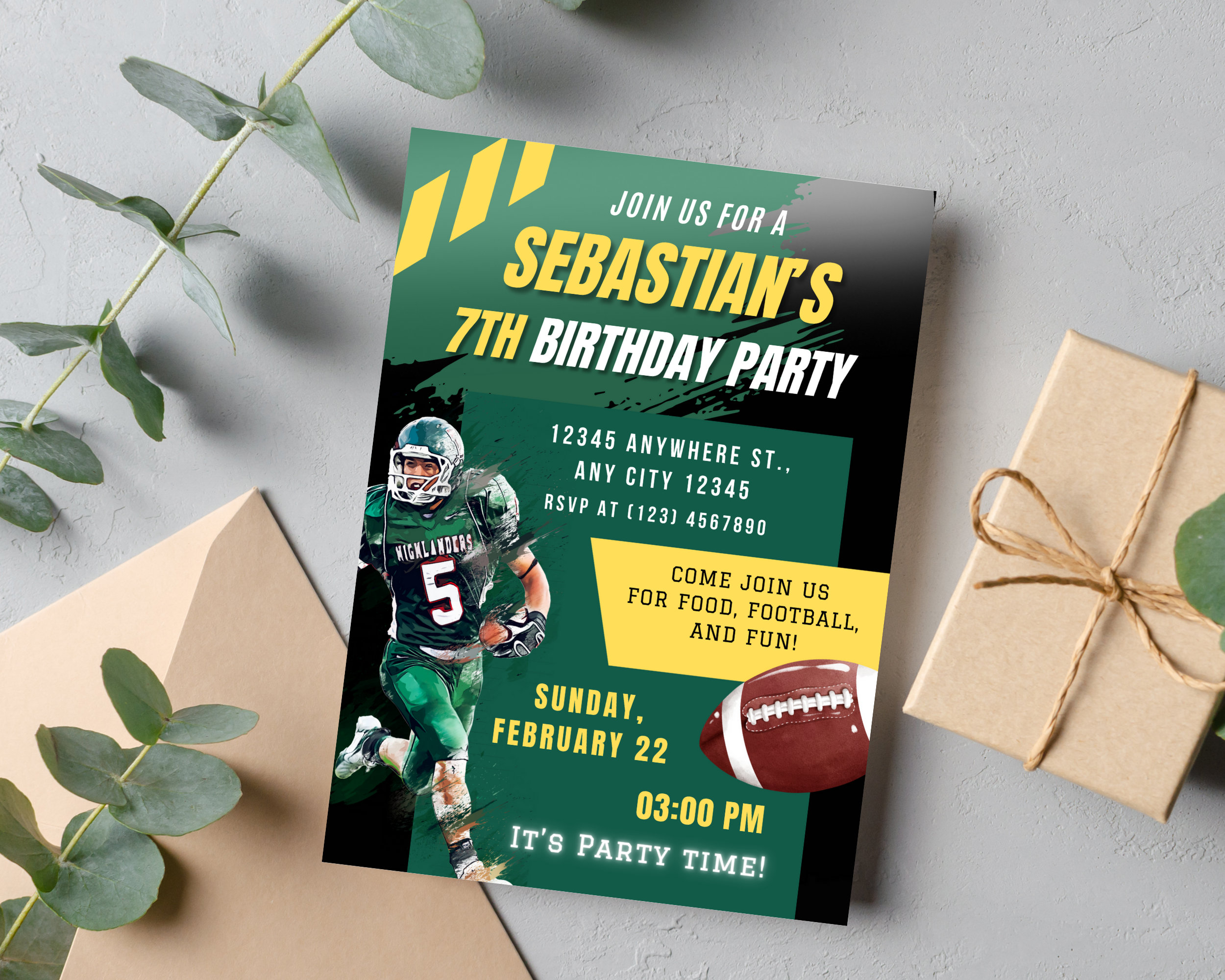Editable Football Birthday Invitation Template (digital Download) - Etsy