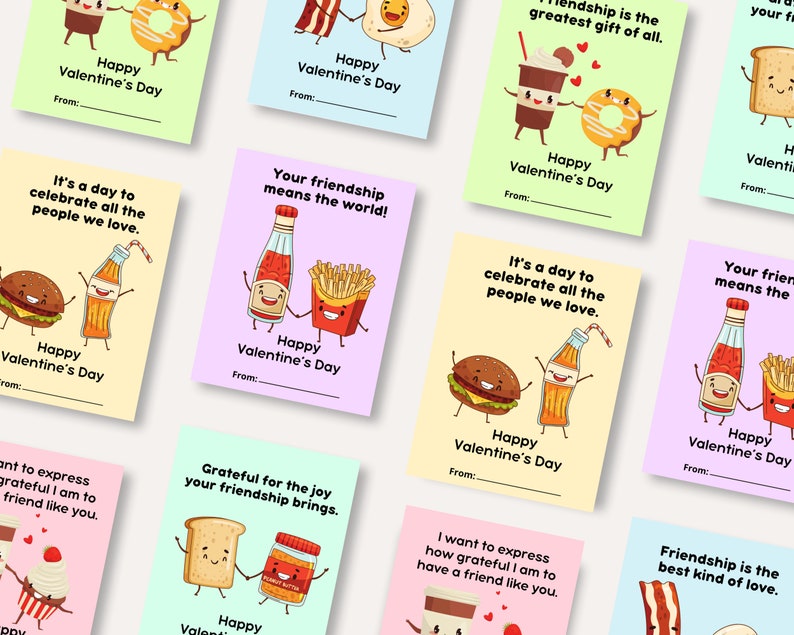 Funny Food Valentine's Day Cards: Printable Set (digital Download) - Etsy