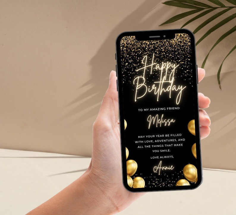 Electronic Birthday Card, Digital Birthday Card, Paperless Card, Happy ...