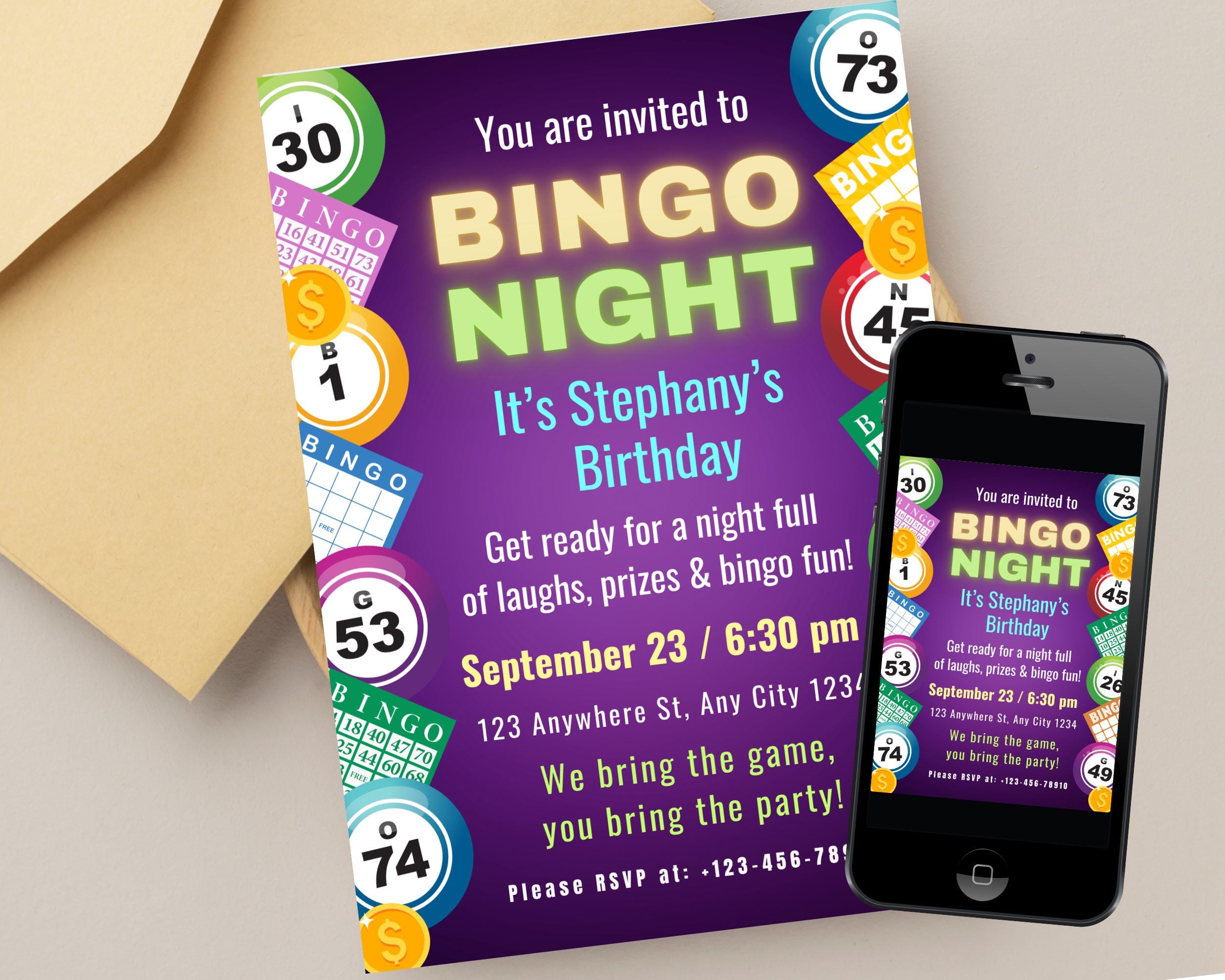 Bingo Night Invitation: Editable Game Party Invite (digital Download ...