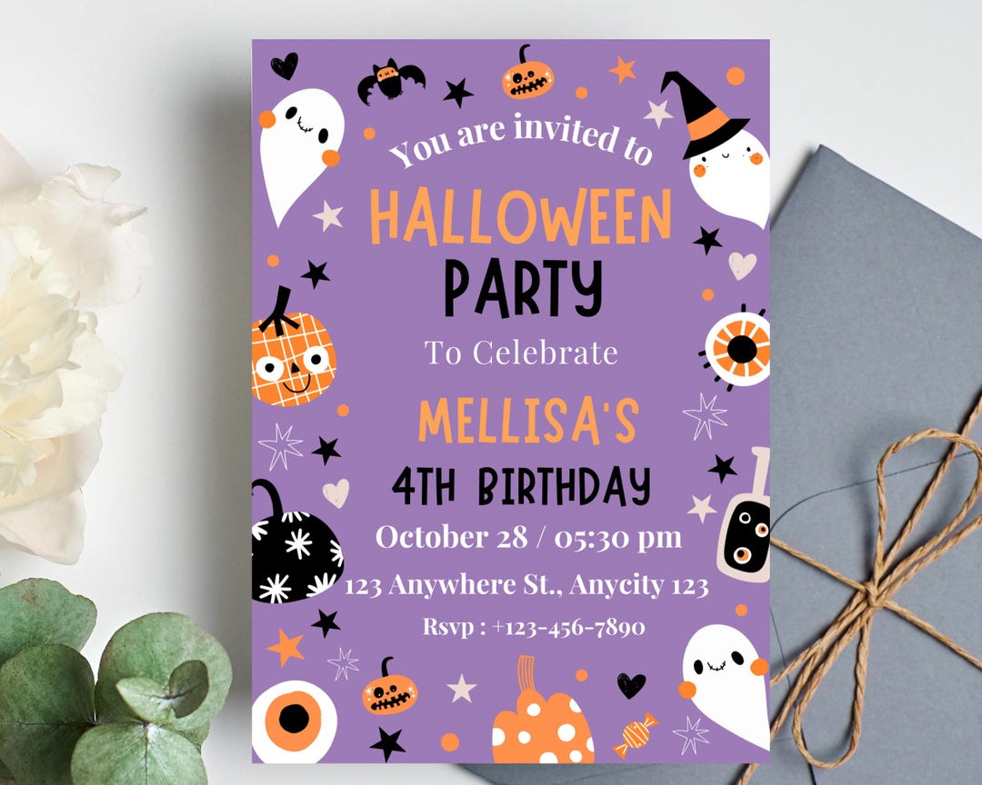 Halloween Party Invitation, Printable Kids Halloween Invite, Digital ...