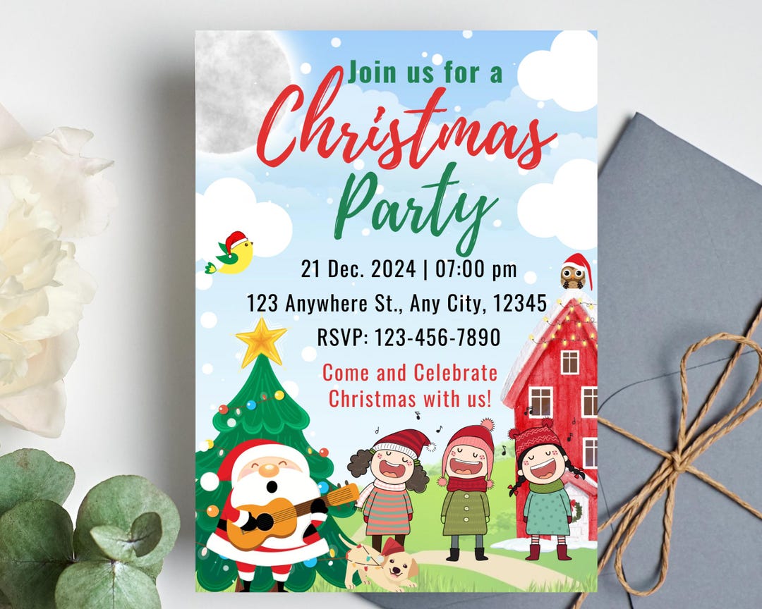Christmas Party Invitation, Printable Santa Claus Christmas Party ...