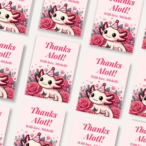 Axolotl Thank You Tags, Girl Axolotl Favor Tags, Axolotl Birthday Party ...