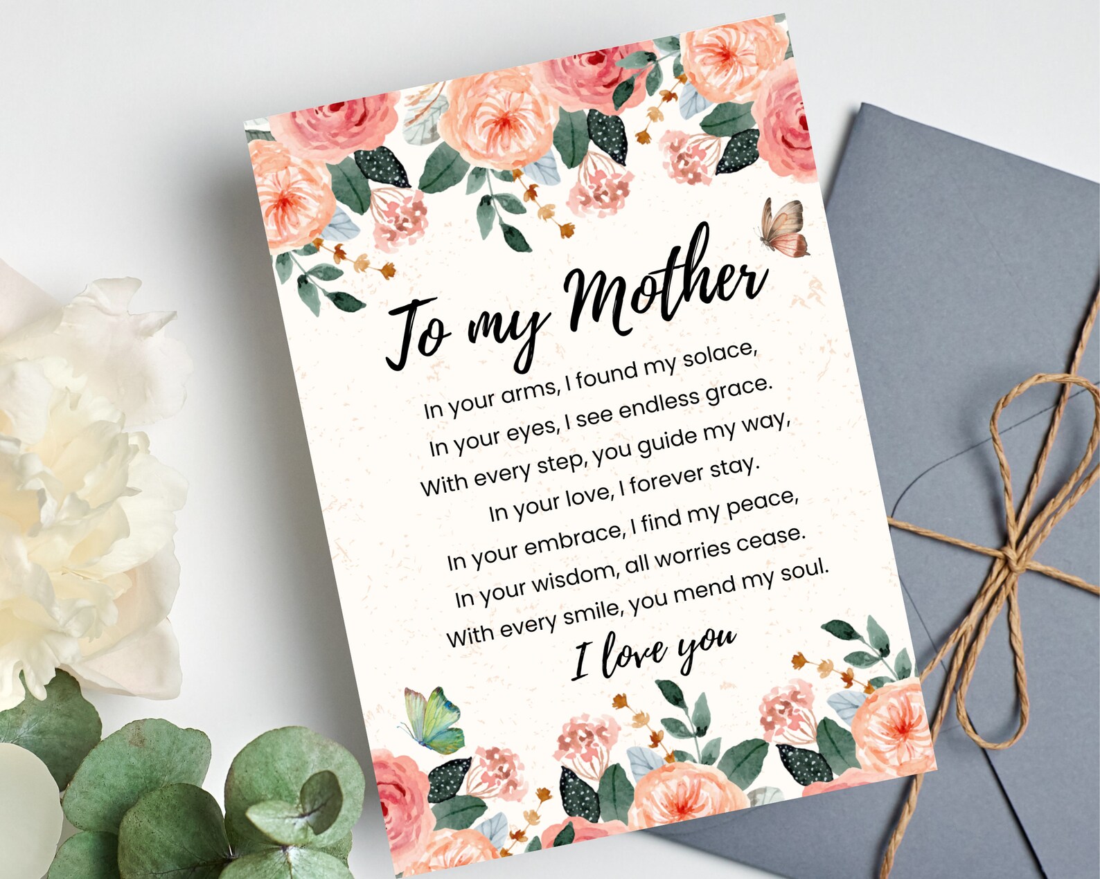 Editable Mom Poem, Printable Gift for Mom, Mother's Day Gift, Greeting ...
