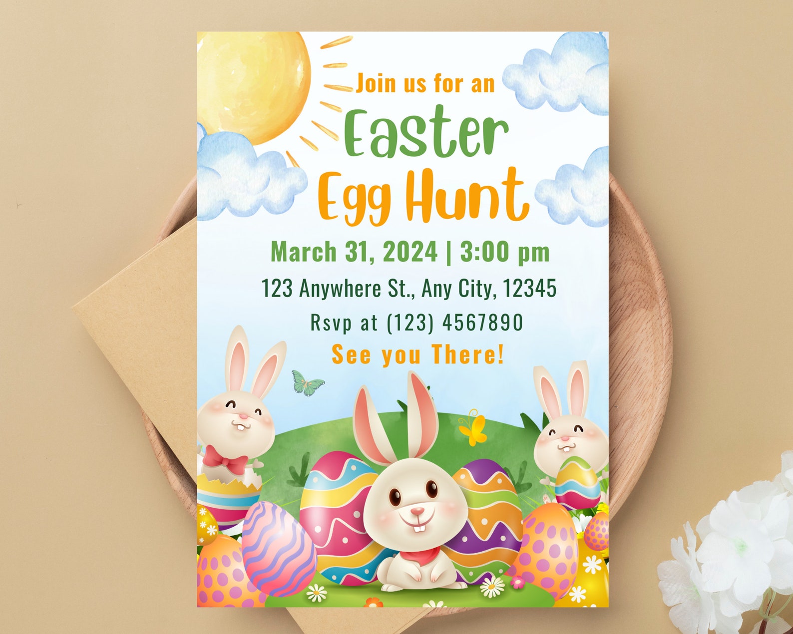 Easter Egg Hunt Invitation, Editable Easter Bunny Invitation, Printable ...