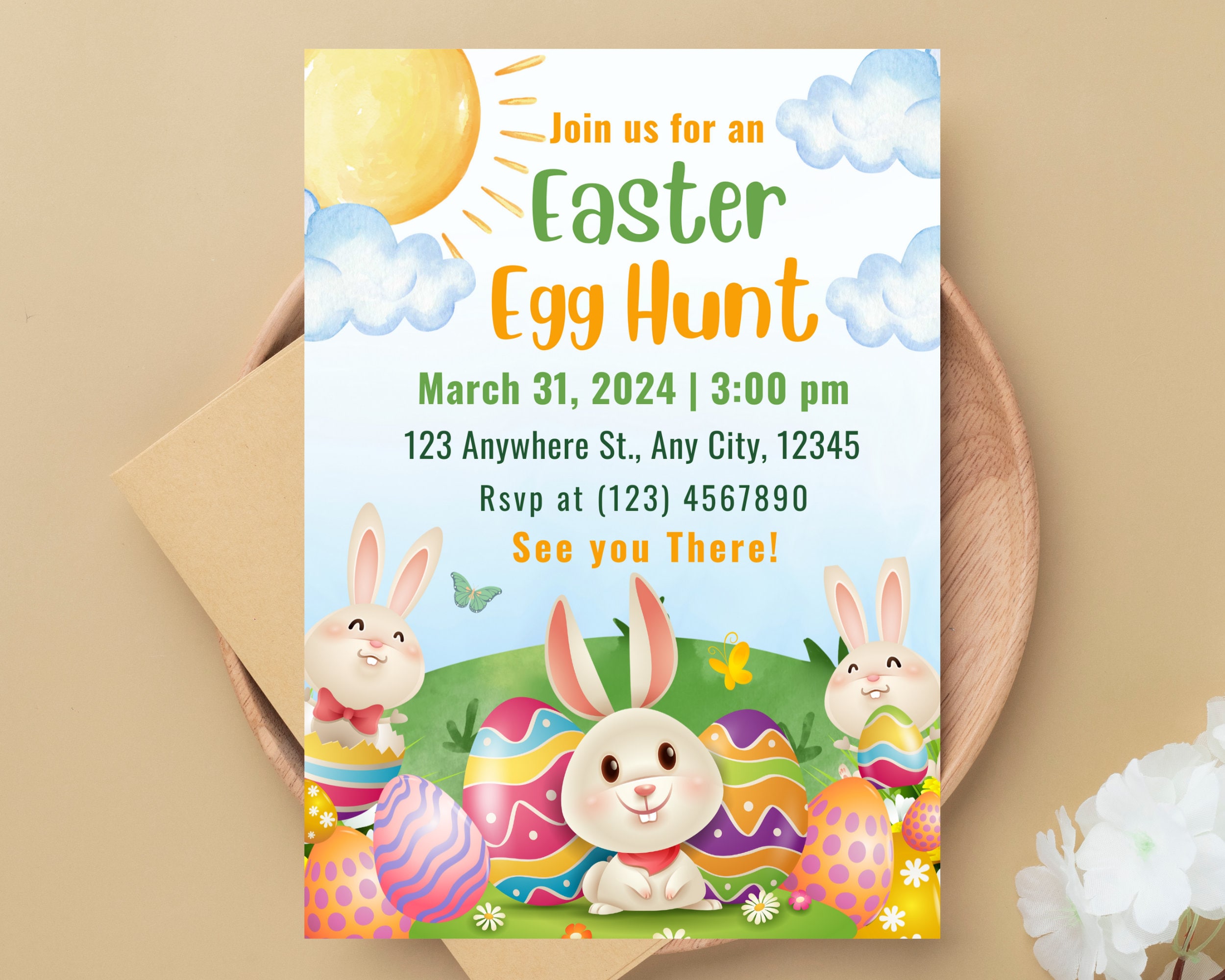 Easter Egg Hunt Invitation, Editable Easter Bunny Invitation, Printable ...