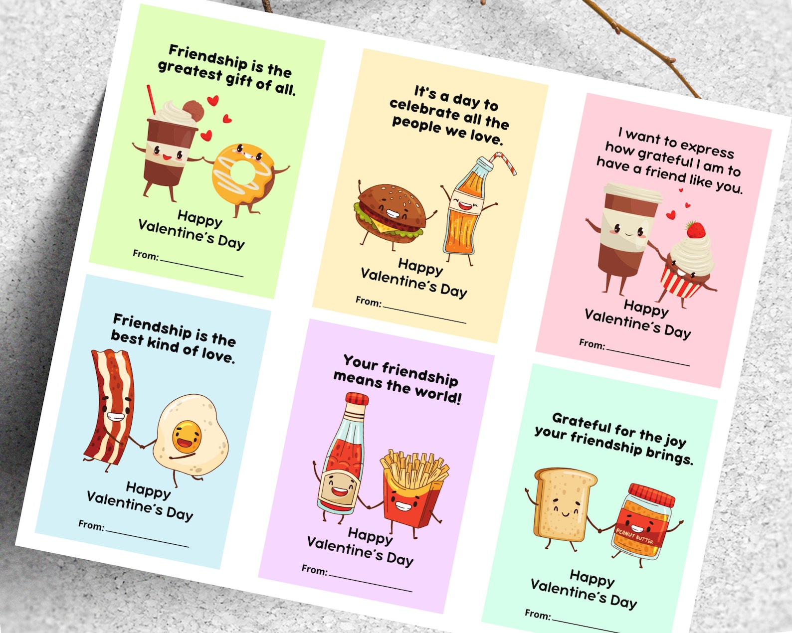 Funny Food Valentine's Day Cards: Printable Set (digital Download) - Etsy