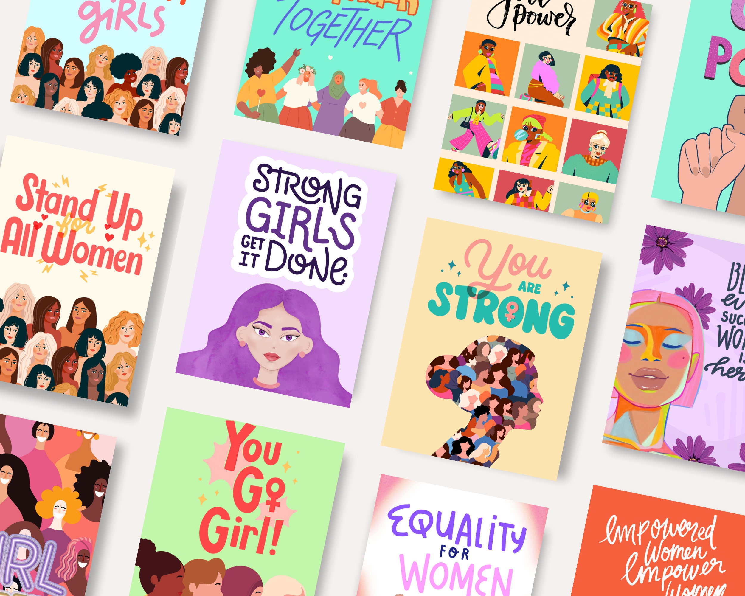 18 Women Empower Printable Cards, Women's Empowerment Cards, Female ...