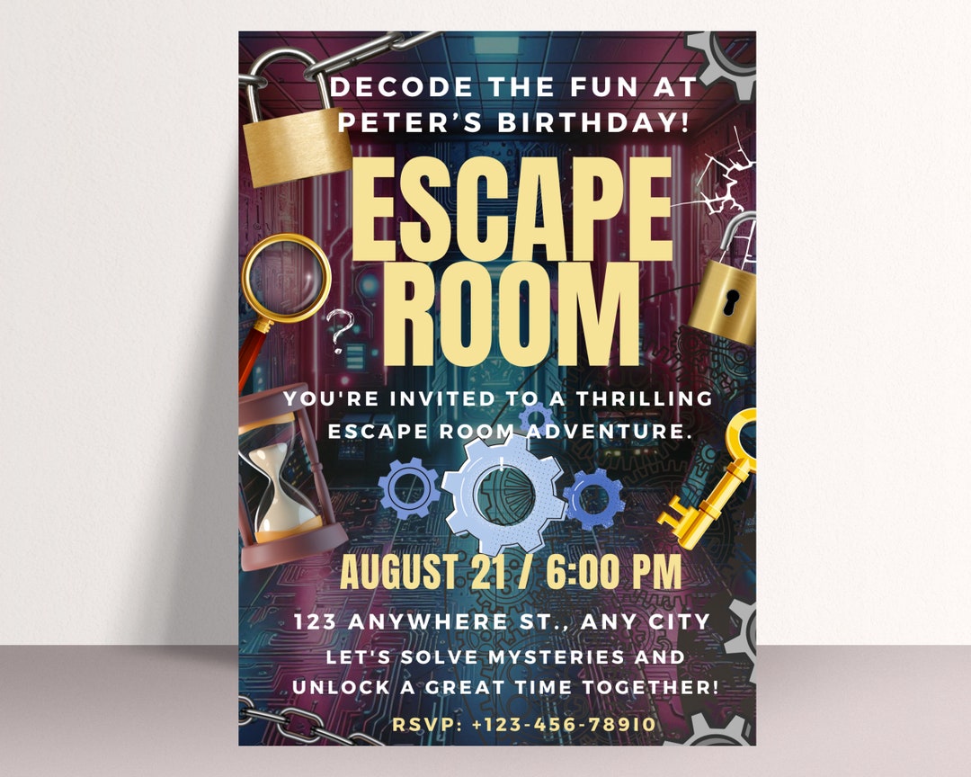 Editable Escape Room Birthday Invitation (digital Download) - Etsy