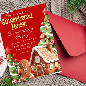 Gingerbread House Decorating Party Invitation: Editable Template ...