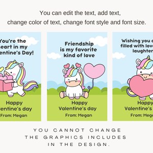 Unicorn Valentine's Day Cards: Printable, Editable (digital Download ...